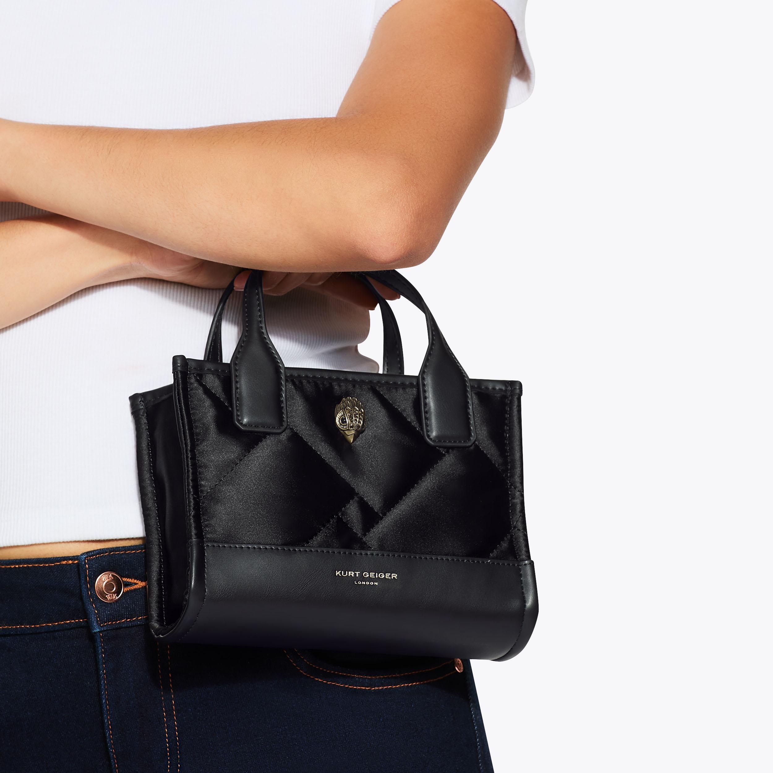 XS RECYCLED SQ SHOPPER Black Micro Bag by KURT GEIGER LONDON