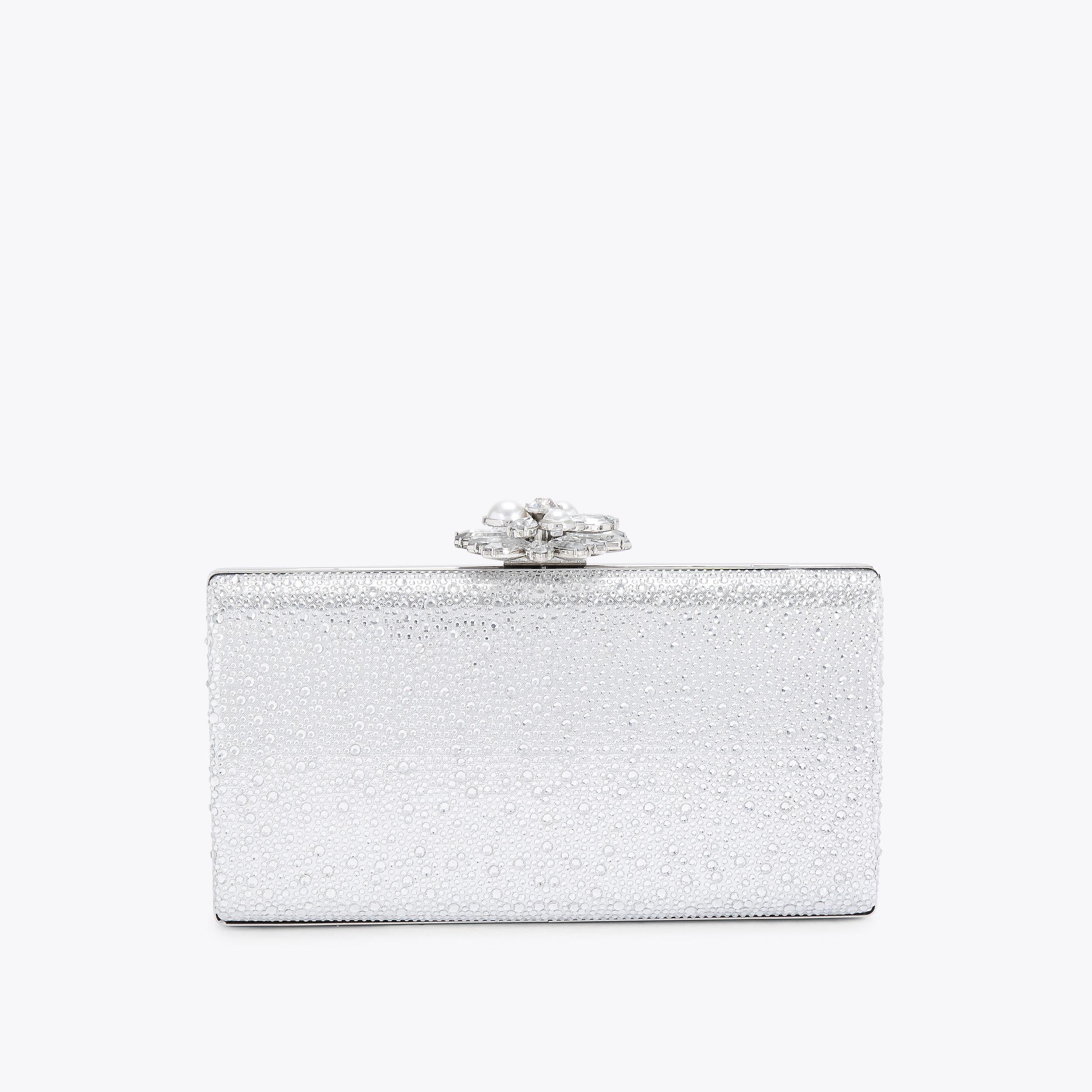 CRYSTAL CLUTCH Silver Crystal Clutch by CARVELA