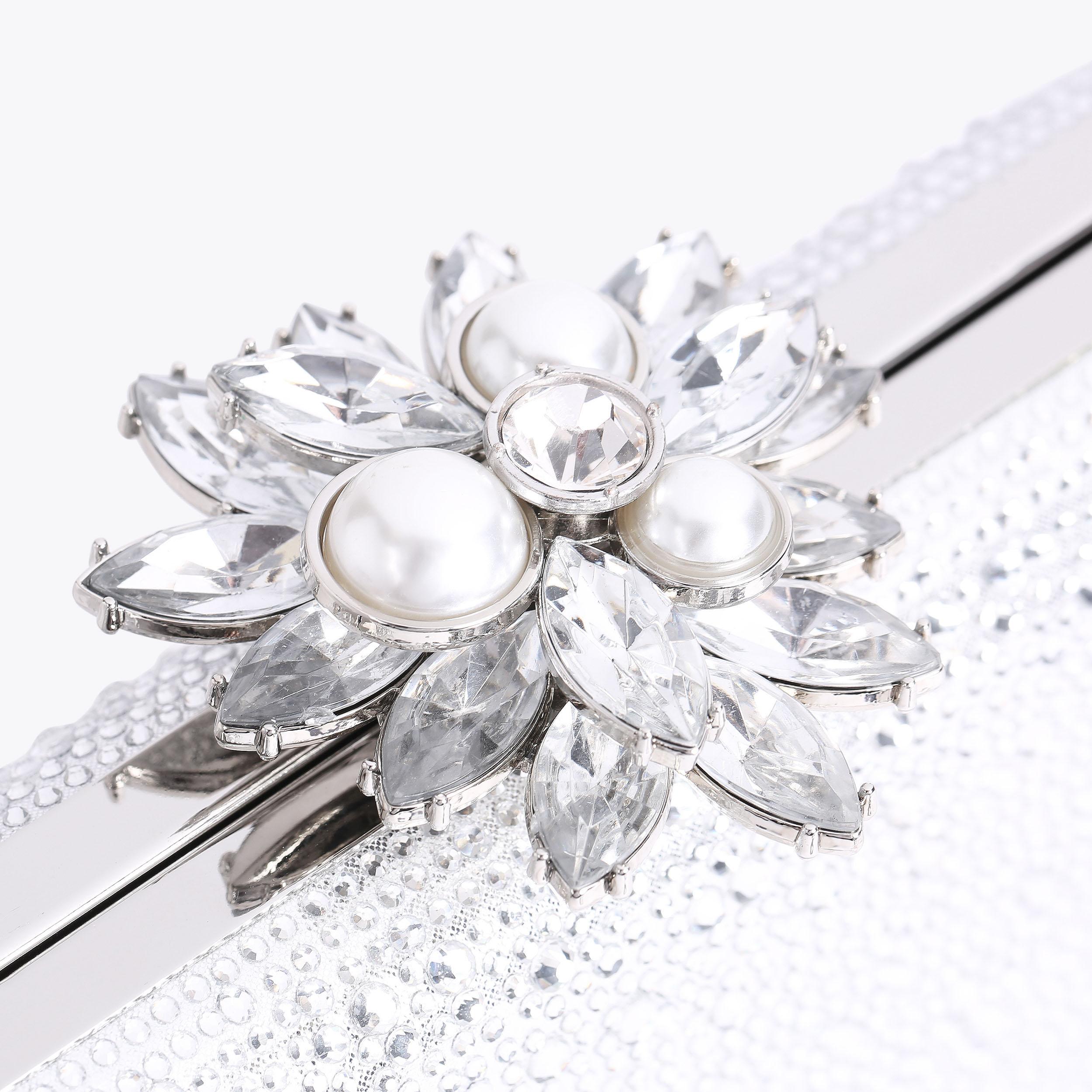 CRYSTAL CLUTCH Silver Crystal Clutch by CARVELA